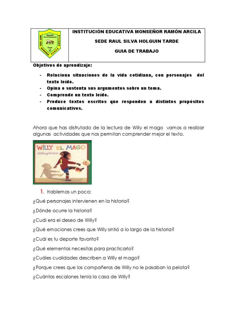 Actividades sobre Willy el Mago | PDF