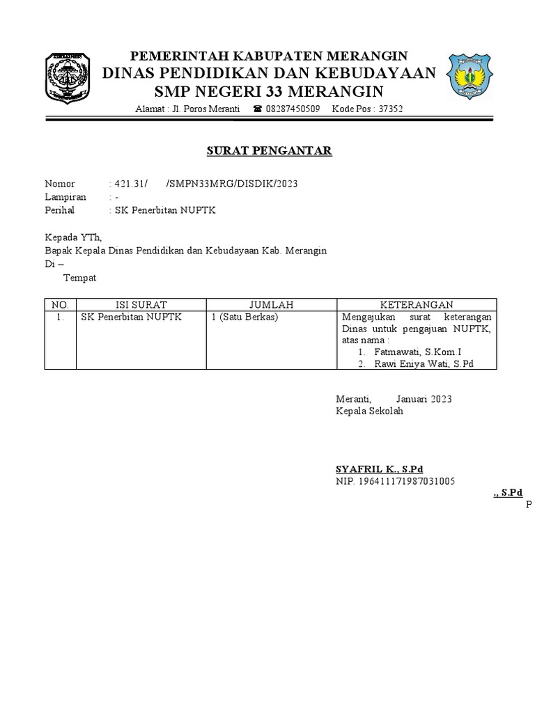 SURAT PENGANTAR DINAS | PDF