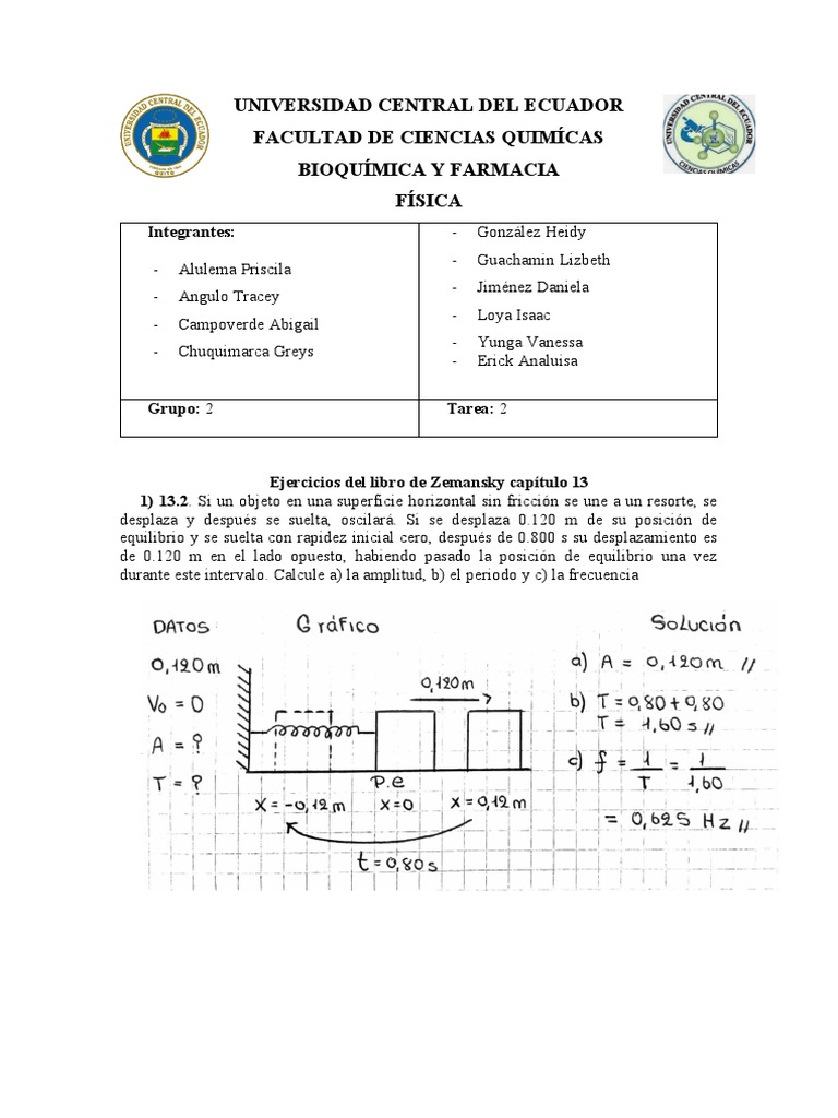 Grupo2 - P3 - Tarea 2 - Ejercicios | PDF | Oscilación | Péndulo