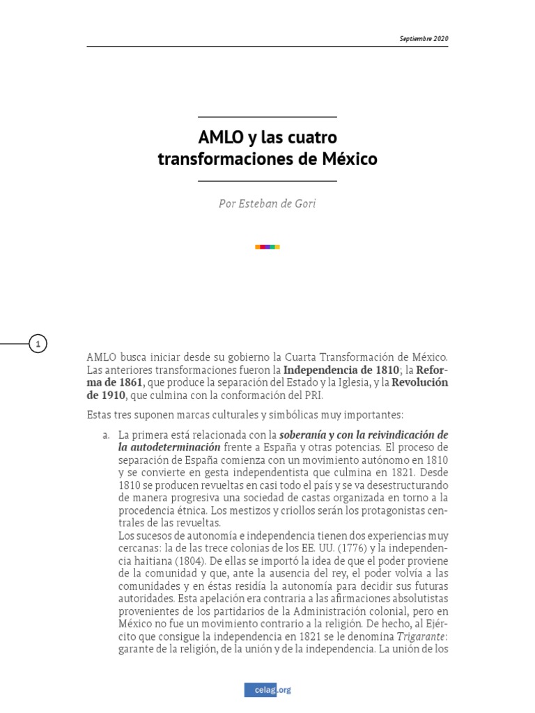Amlo Y Las 4 Transformaciones De Mexico Descargar Gratis Pdf México
