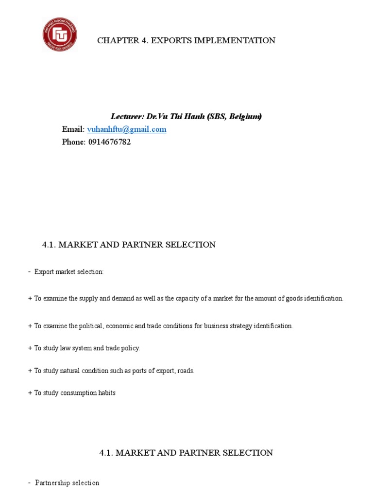 Export Contract Implementation | PDF | Economies | Business