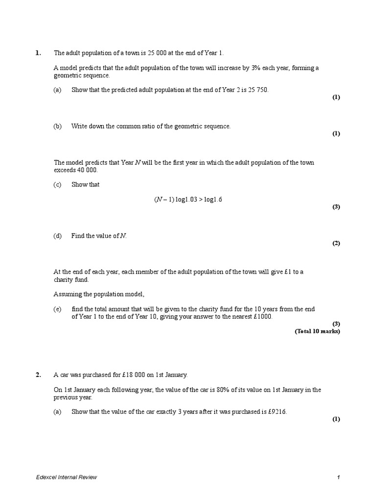 C2 Sequences and Series - Geometric Series | PDF | Numbers ...