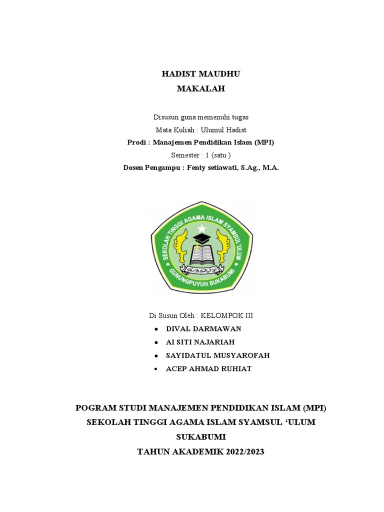 Memahami Hadist Maudhu dalam Islam | PDF | Filsafat | Agama & Spiritualitas