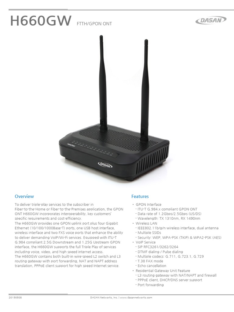 An Overview and Specification of the H660GW Fiber-to-the-Home Optical ...