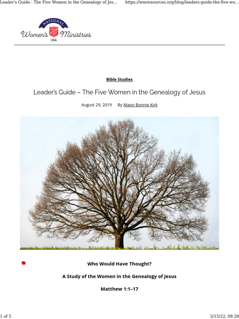 0 - Leader's Guide - The Five Women in The Genealogy of Jesus - The Salvation Army USA National ...