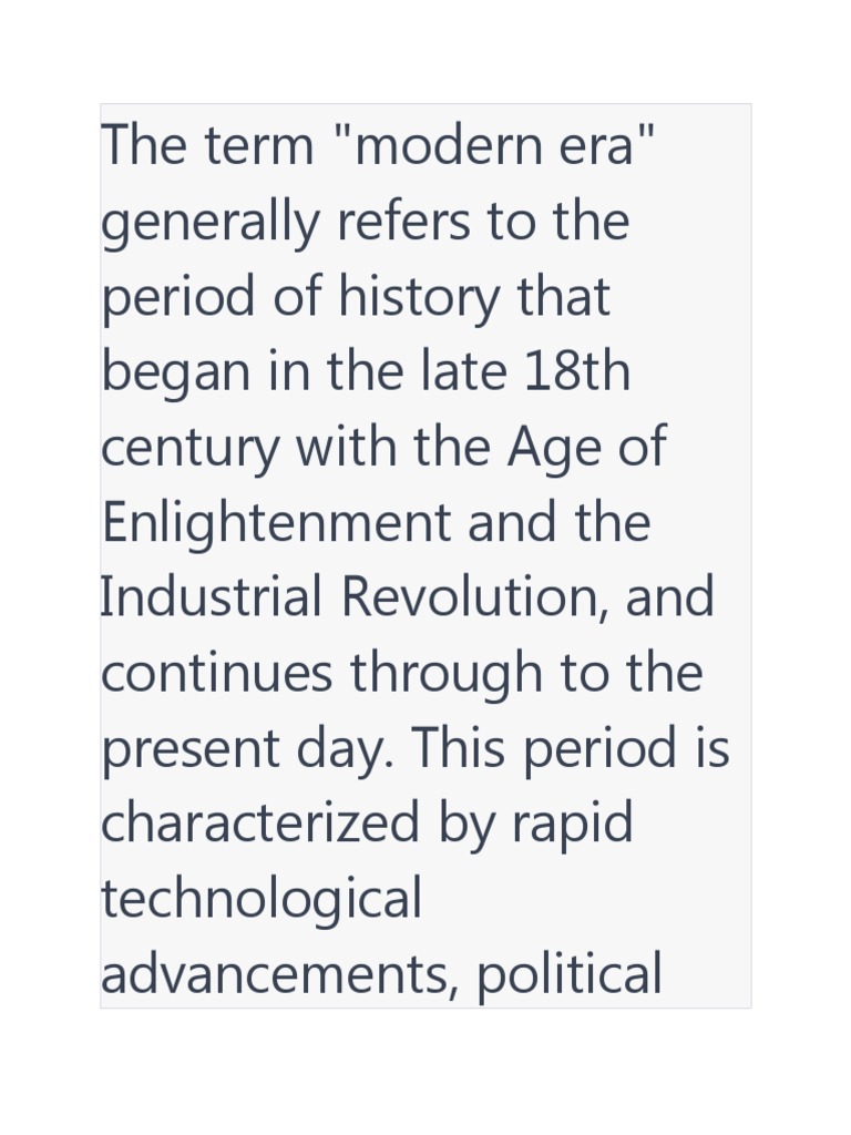 Modern Era Pdf