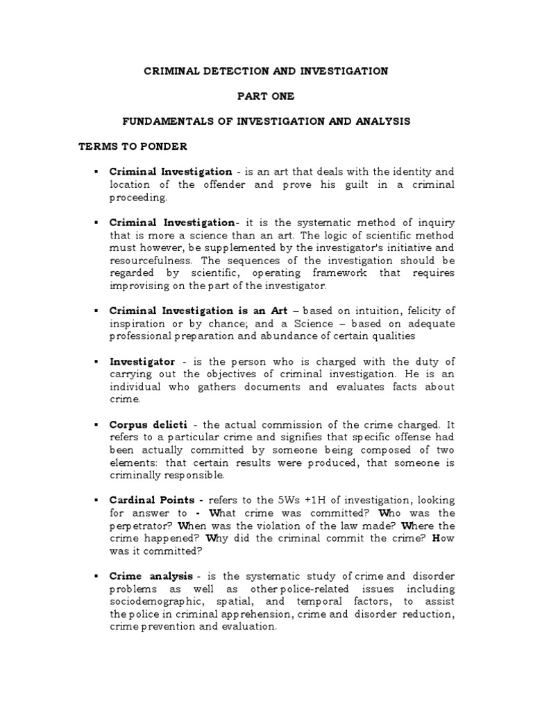 Criminal Investigation Basics | PDF | Confession (Law) | Crime Scene