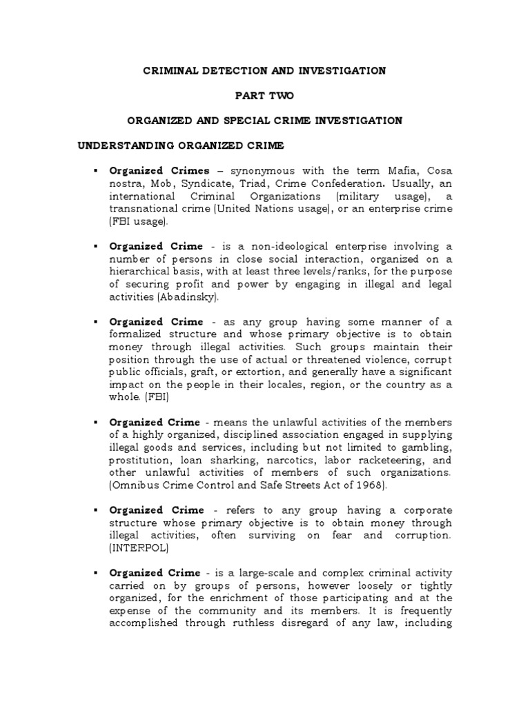 Part 2 - Special-Organized Crime Investigation | PDF | Gang | Sicilian ...