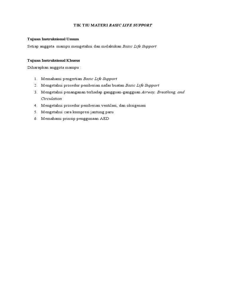 Tik Tiu Materi Basic Life Support | PDF