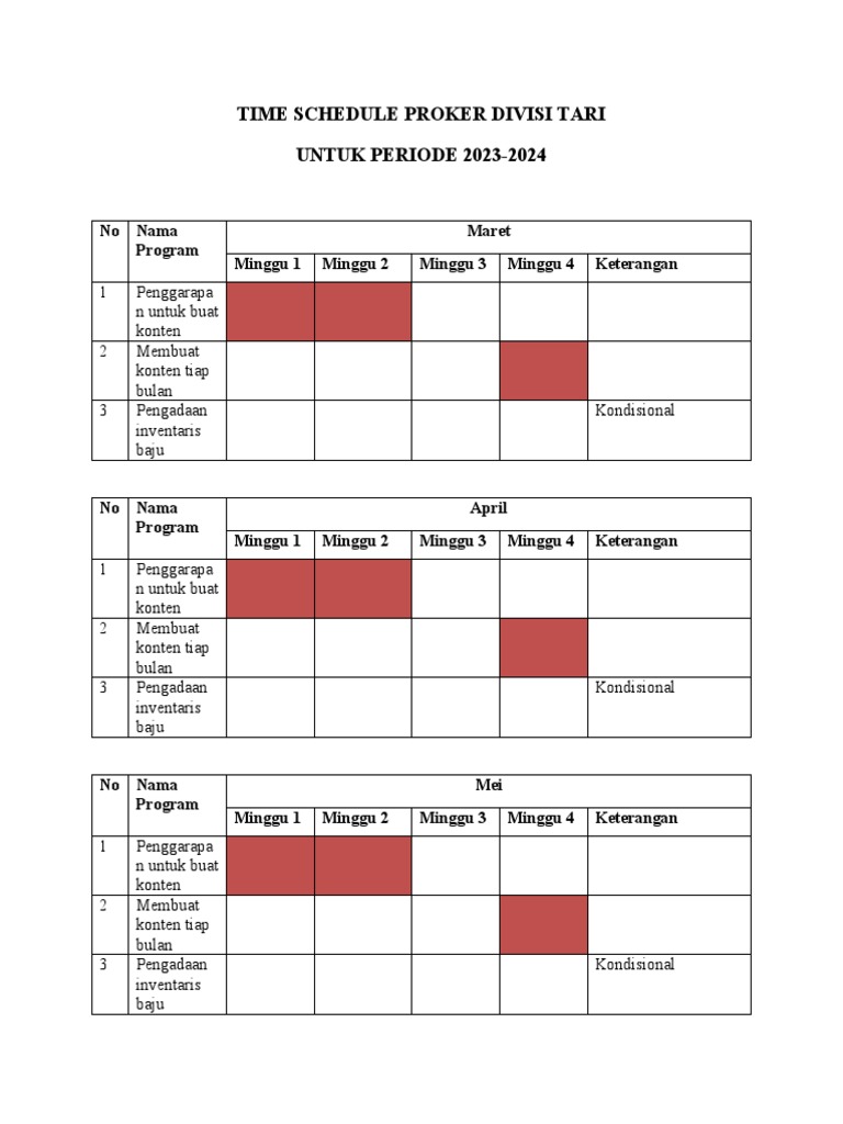 Time Schedule Proker Tari | PDF | Seni