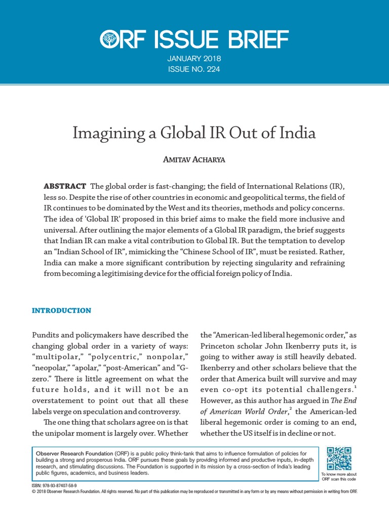 Imagining A Global IR Out of India | PDF | Political Science