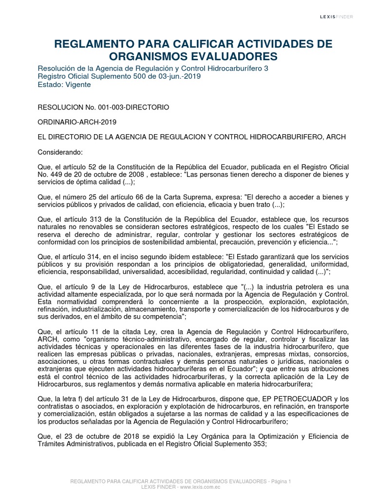 Reglamento de Calificación OEC Hidrocarburos | PDF | Calibración | Regulación