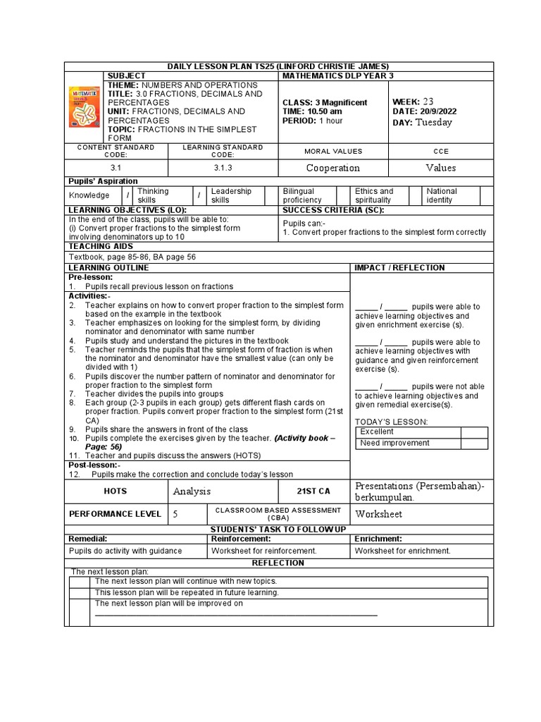 RPH MT 3 | PDF | Lesson Plan | Teachers