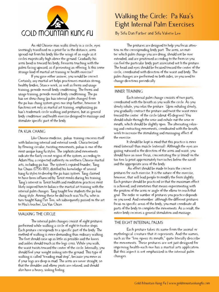 Pa Kua Chang: Eight Internal Palm Exercises | PDF | Arm | Chinese ...