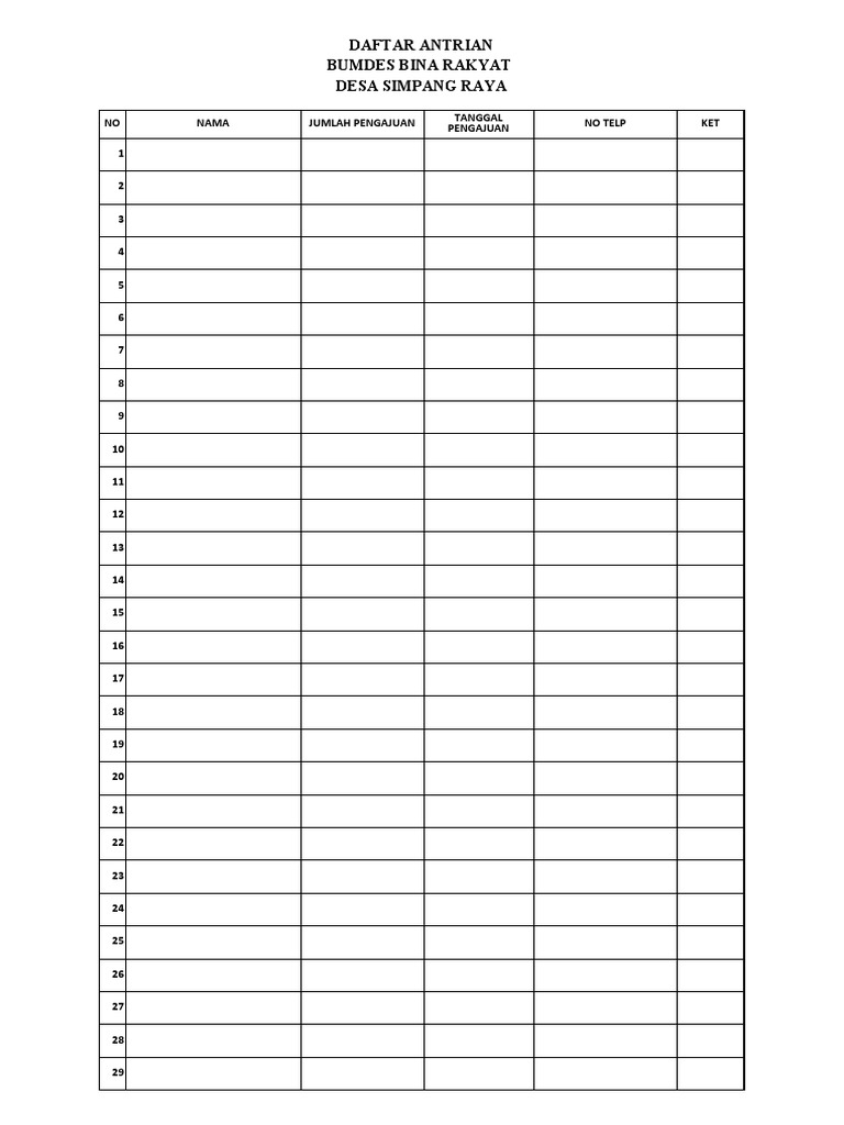 Daftar Antrian | PDF