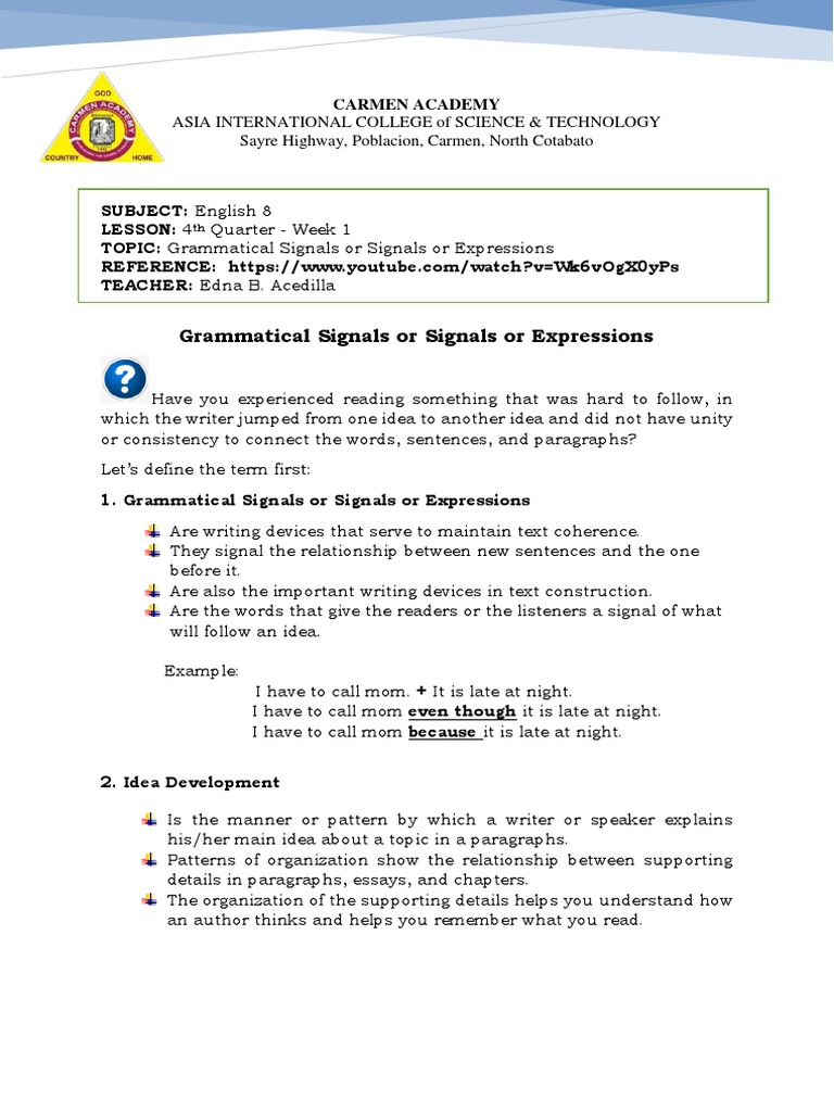 Grammatical Signals in Writing | PDF | Argument | Evidence