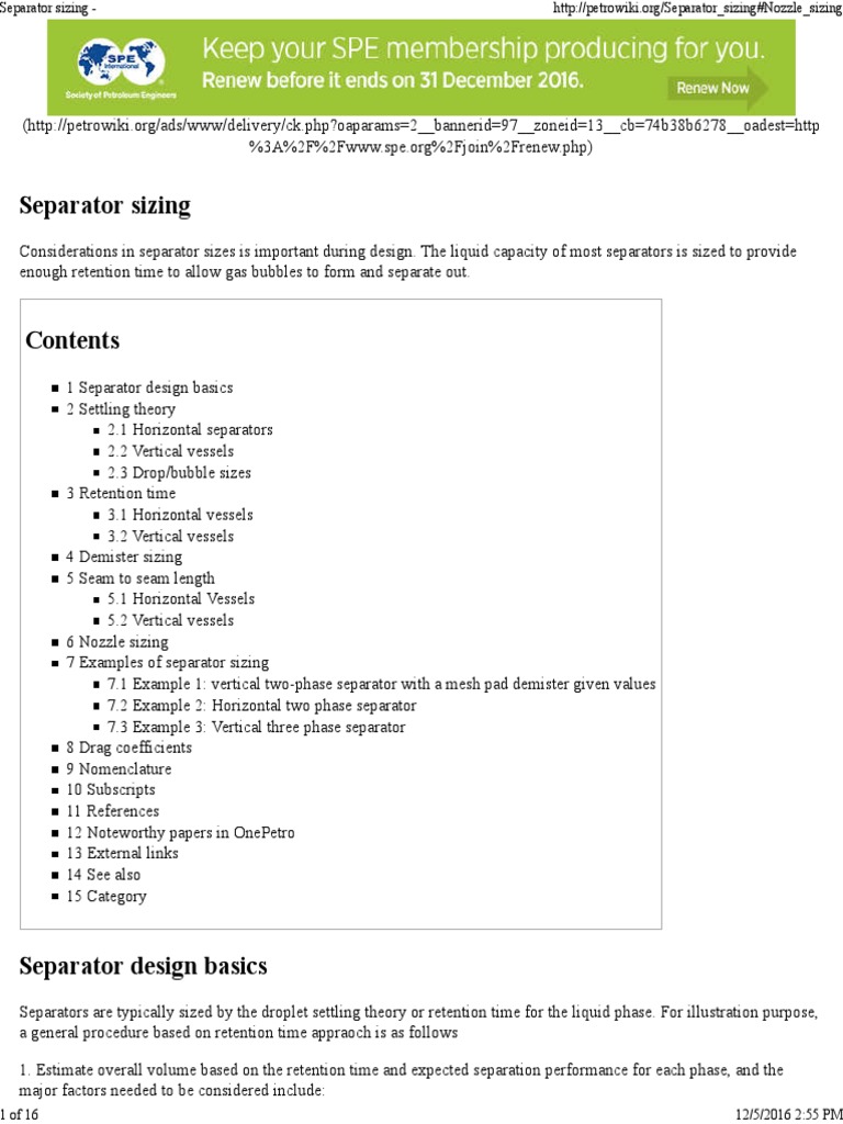 Separator Sizing | PDF | Gases | Liquids