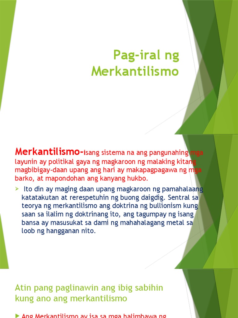 Second Lesson Pag-Iral NG Merkantilismo | PDF