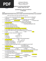 G8 Science 1st Quarter Summative Exam | PDF | Force | Light