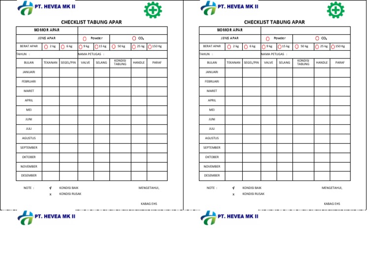 Checklist Tabung Apar | PDF