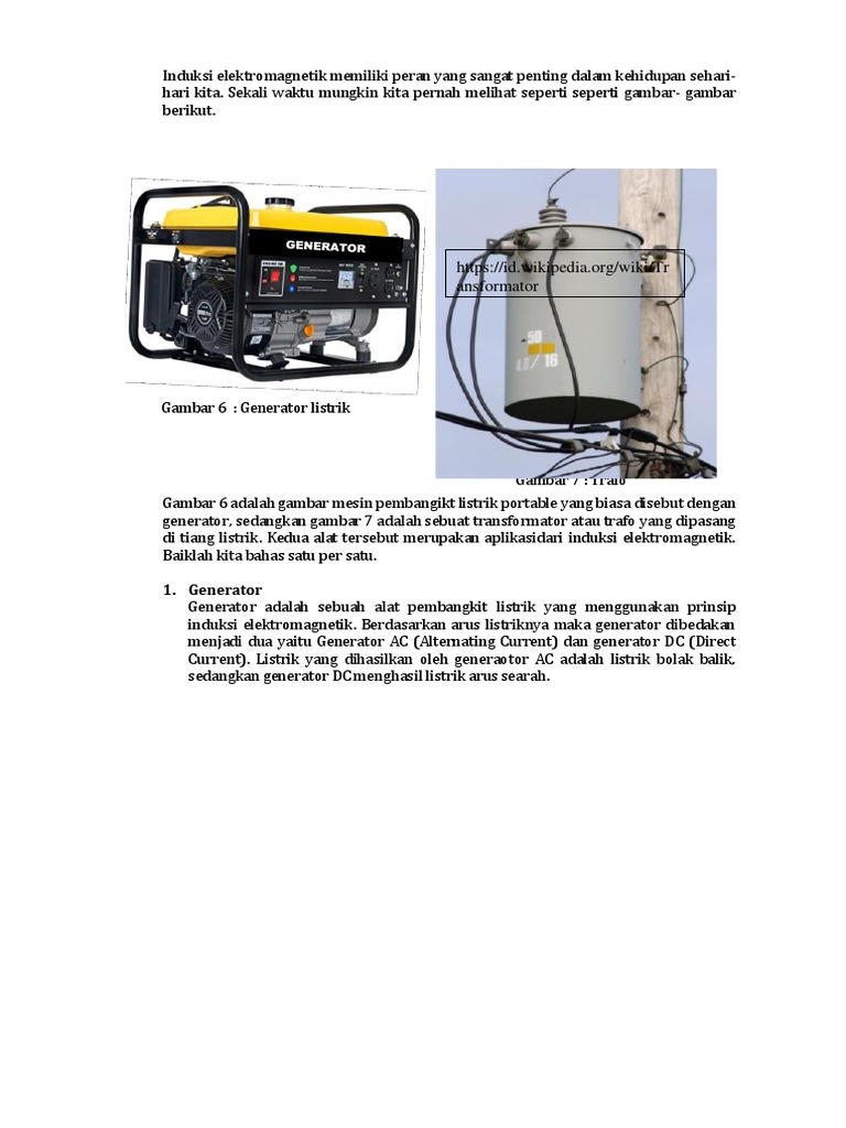 Prinsip Kerja Generator Listrik AC | PDF