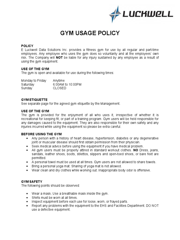 A Comprehensive Guide to Gym Safety, Etiquette and Usage Policies at E ... A Comprehensive Guide to Gym Safety, Etiquette and Usage Policies at E ...