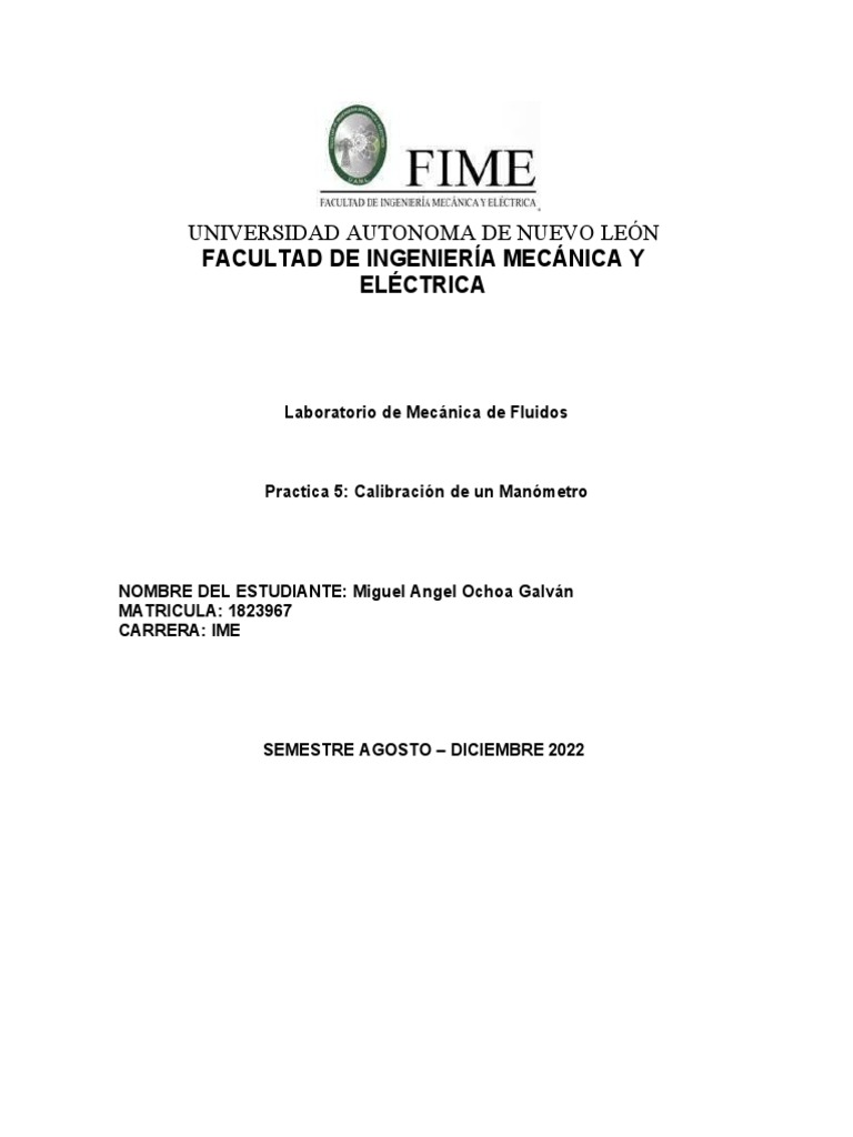 Practica 5 Lab MF | PDF | Calibración | Medida de presión