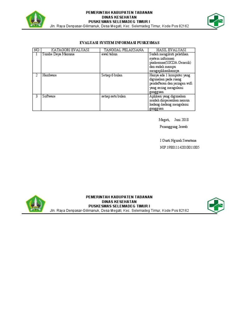 Evaluasi System Informasi Puskesmas | PDF