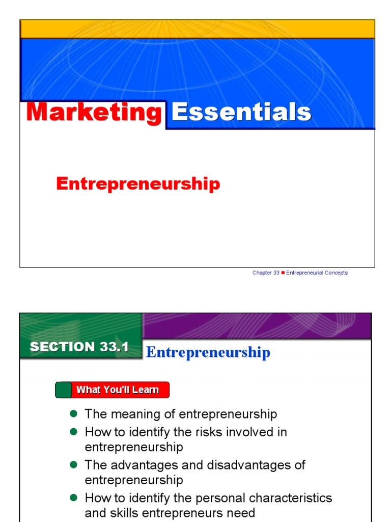 Chapter 33 Section 33.1 | PDF | Entrepreneurship | Economics
