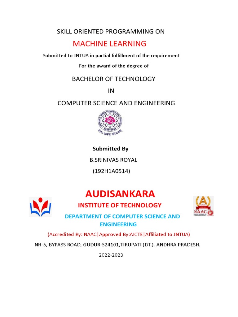 Audisankara: Machine Learning | PDF | Cluster Analysis | Logistic Regression