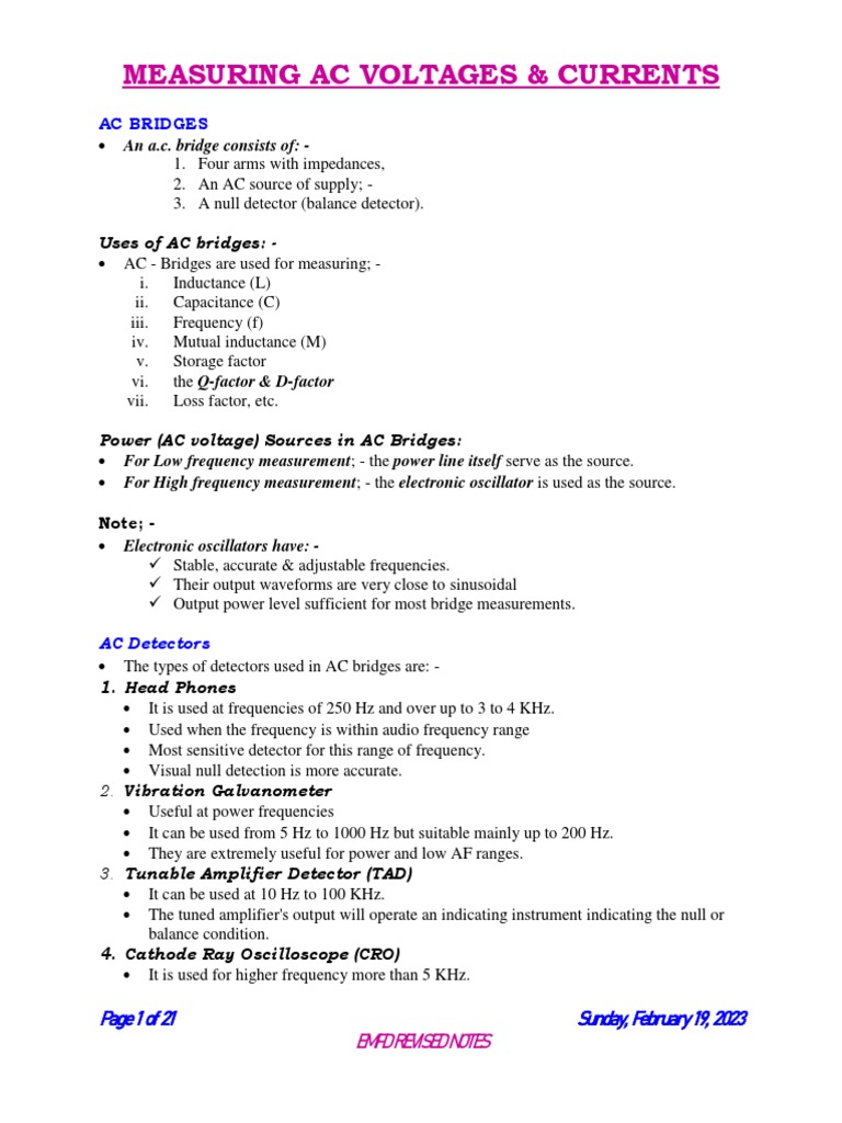 4 - Measurement of Ac Voltages and Currents | PDF | Rectifier | Transformer