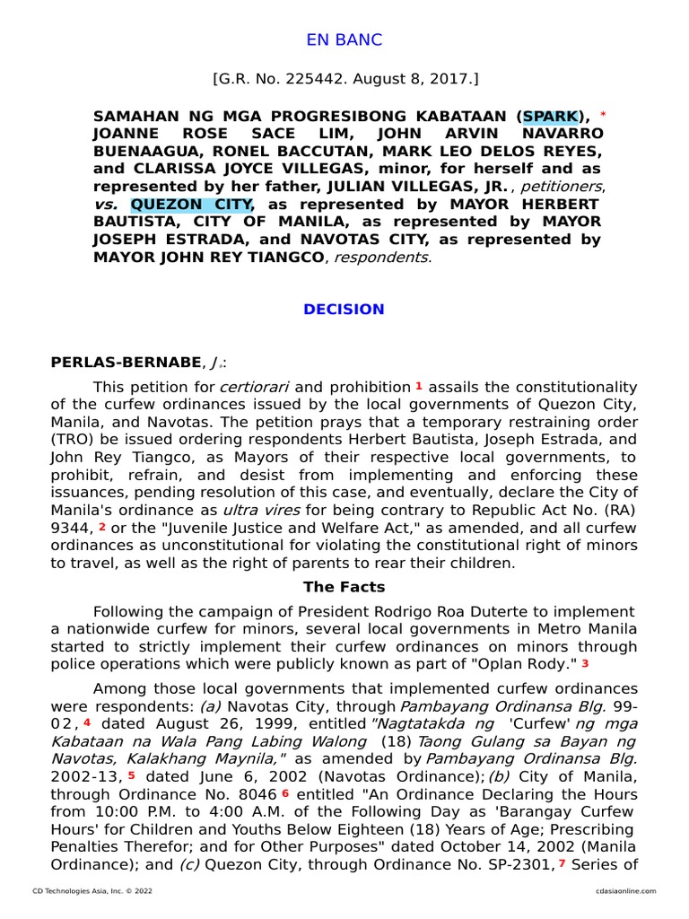 Spark v. Quezon City | PDF | Overbreadth Doctrine | Certiorari