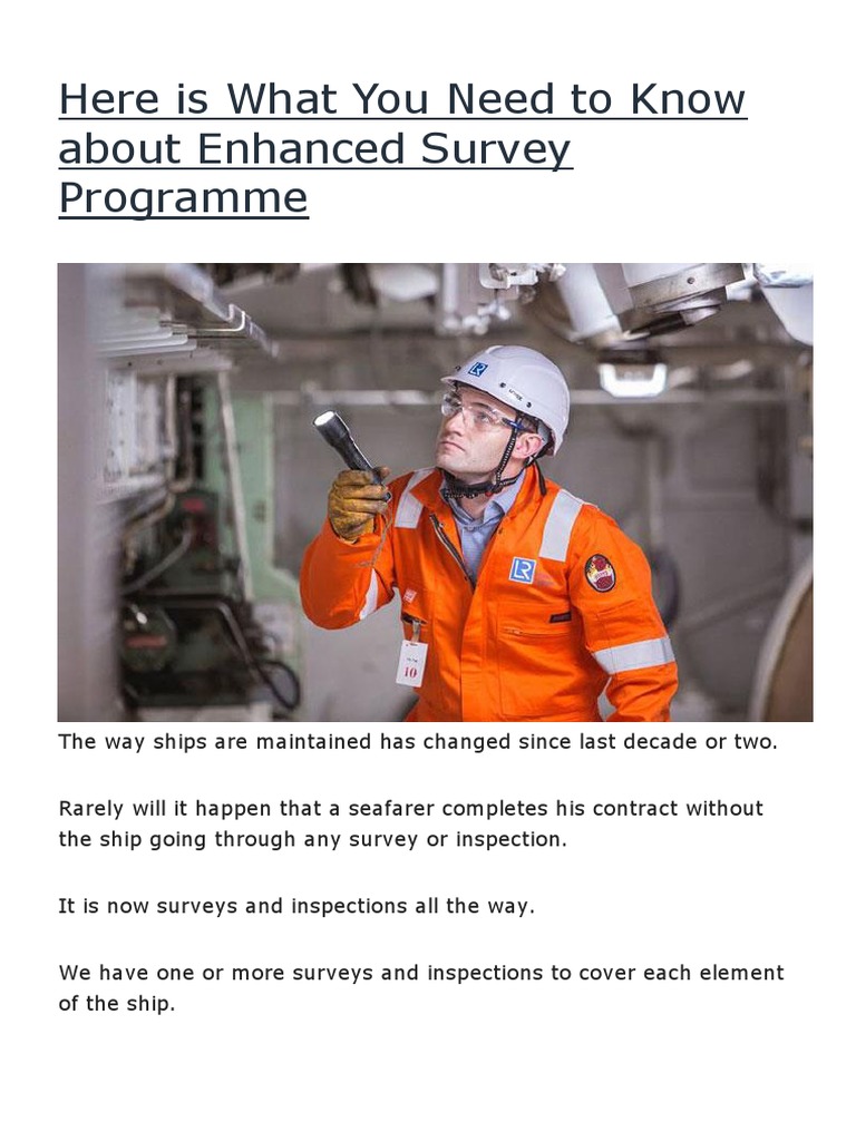 Understanding Enhanced Survey Programme | PDF | Ships | Oil Tanker