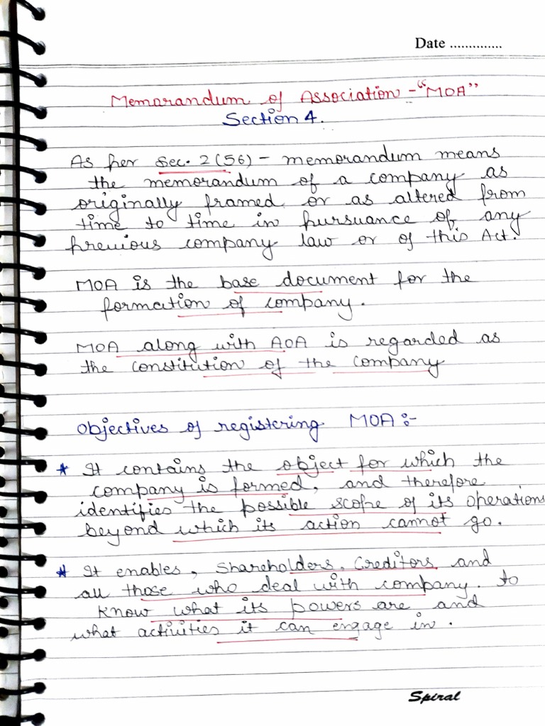 Memorandum of Association - Lesson 2 | PDF