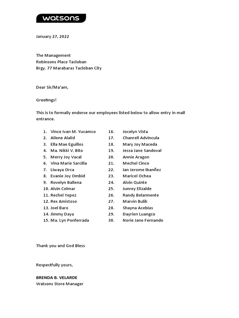 Endorsement Letter Latest Gatepass | PDF