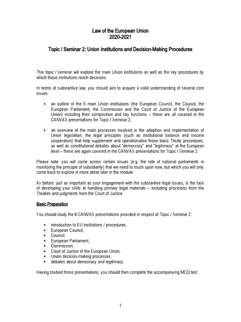 EU Institutions and Decision-Making Overview | PDF | European Union ...