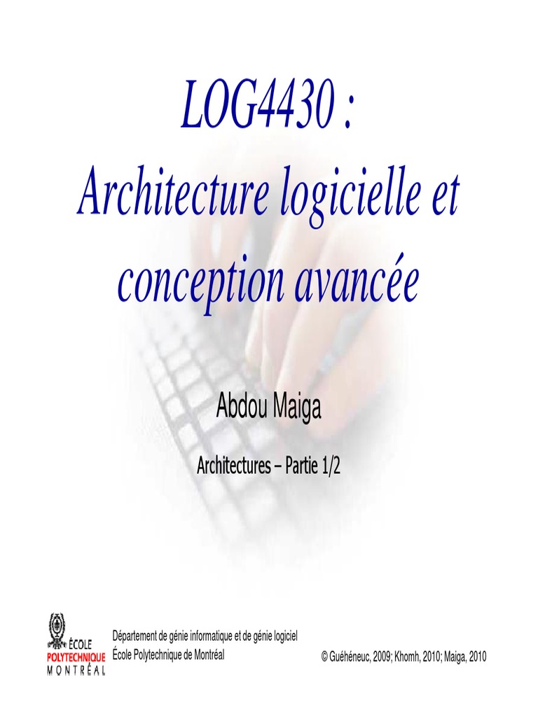 Cours01 - Conception Architecturale 1 | PDF | Architecture de logiciel | Modèle-vue-contrôleur