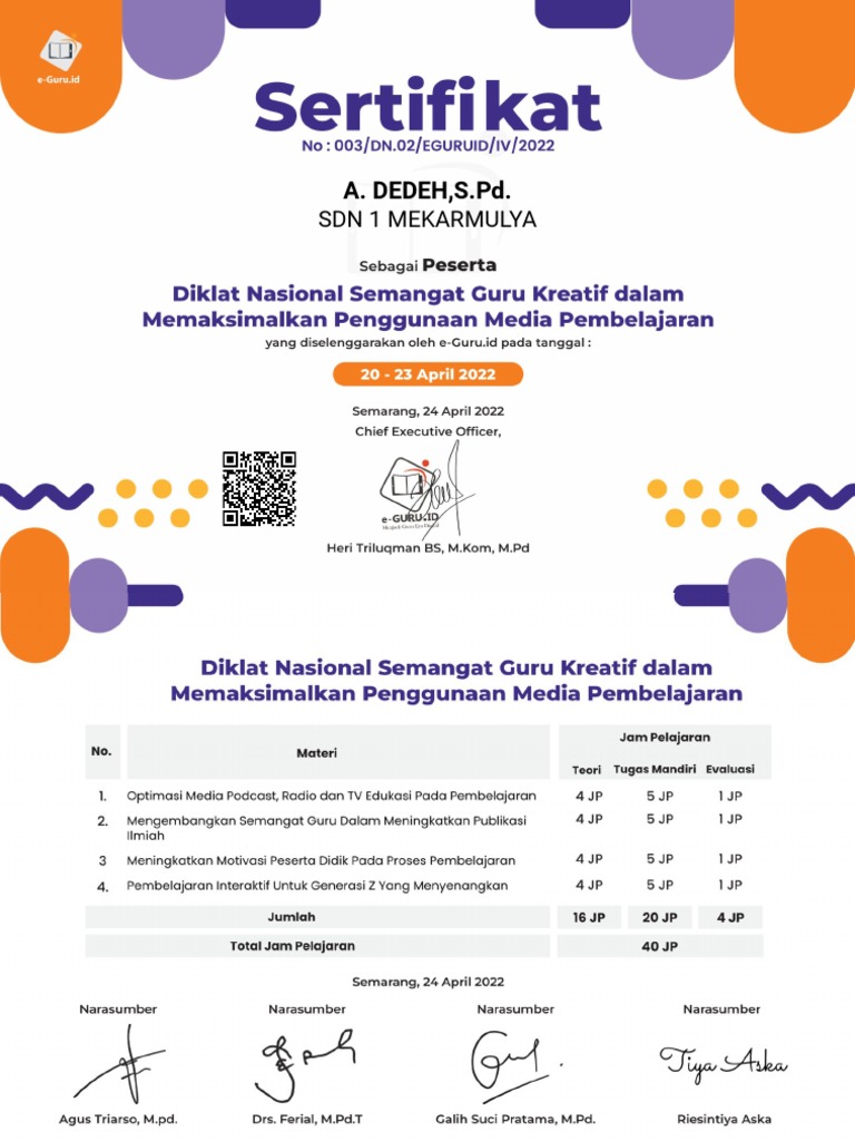 Sertifikat 40JP April e-Guru.id | PDF