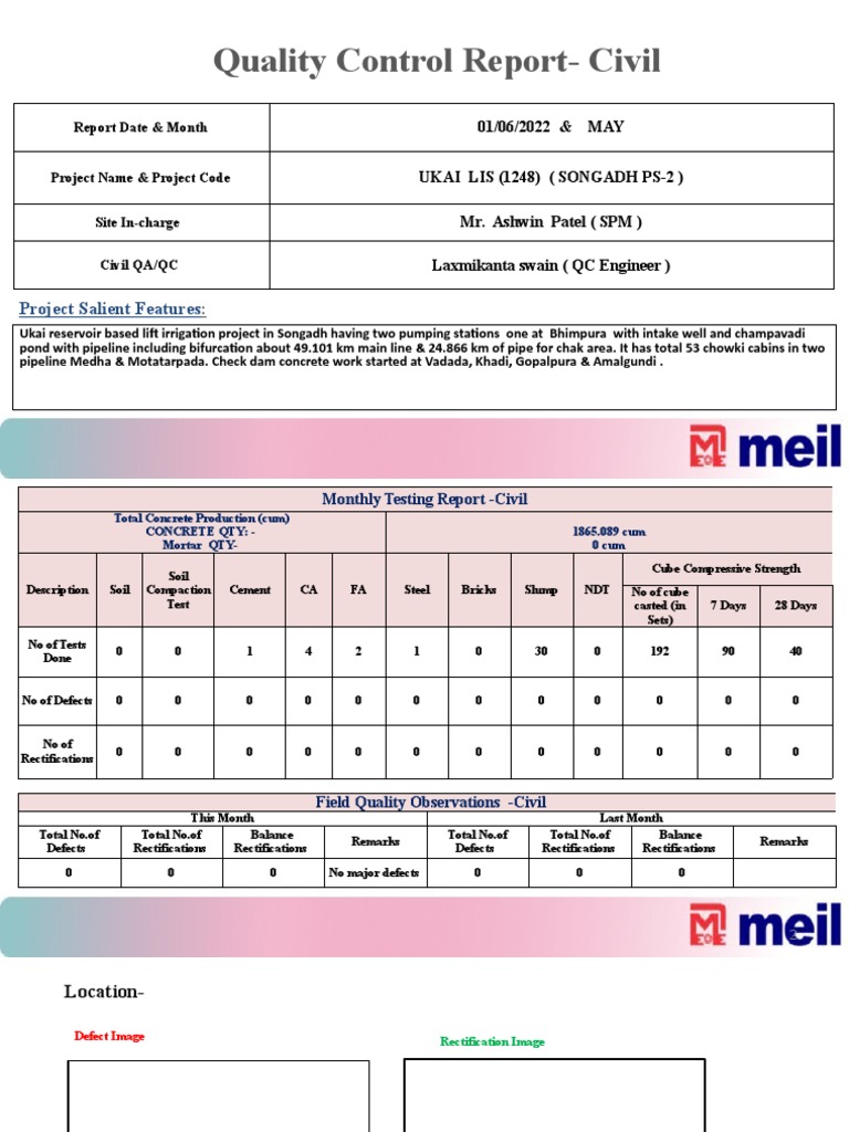 MRM (Civil) REPORT MAY 2022 Month | PDF | Concrete | Building Engineering