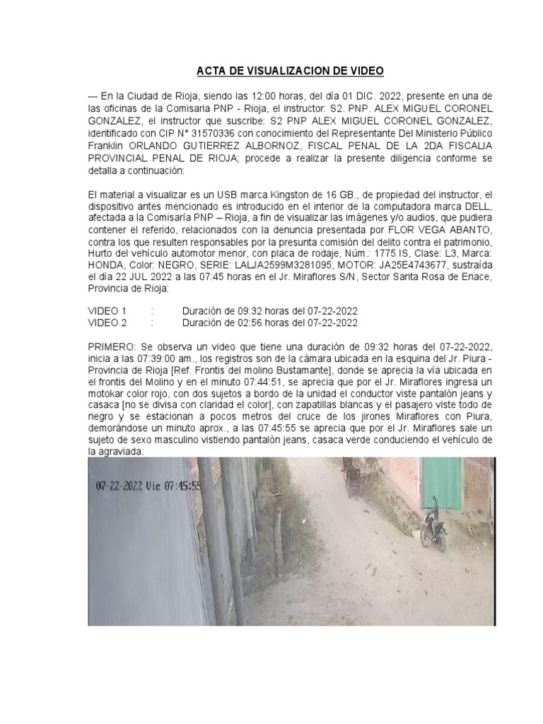 ACTA DE VISUALIZACION DE Vmoto | PDF ACTA DE VISUALIZACION DE Vmoto | PDF
