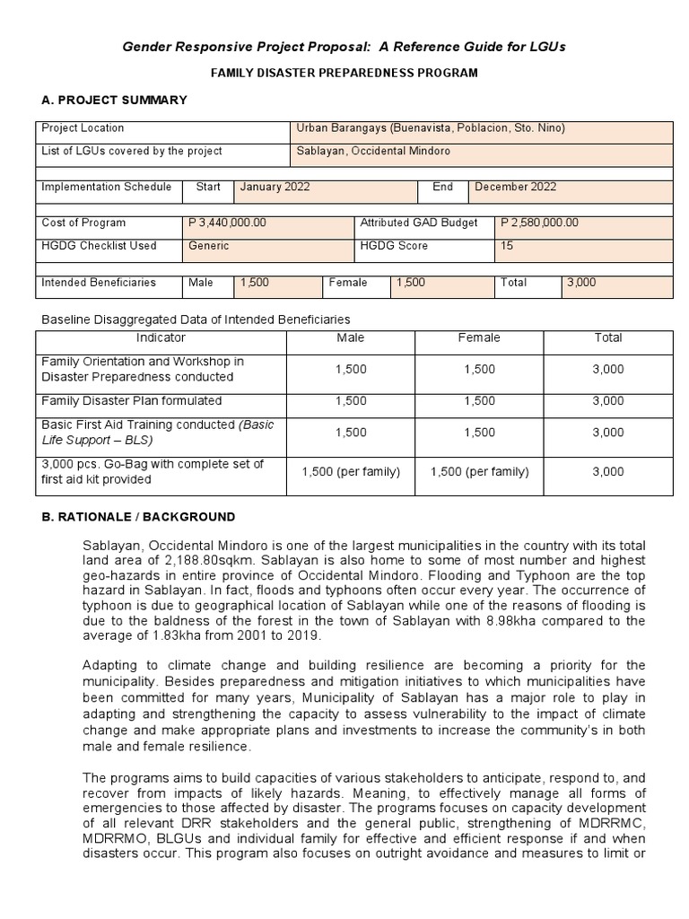 Empowering Families Through Preparedness: A Gender-Responsive Disaster Risk Reduction Program ...