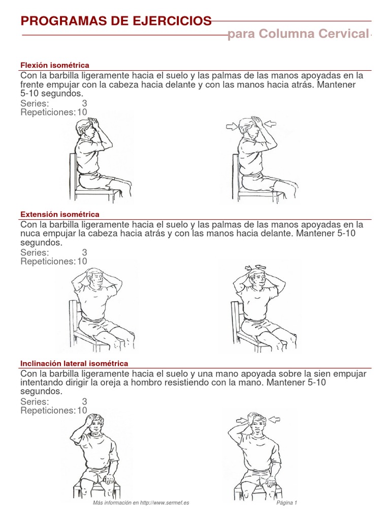 Ejercicios Columna Cervical | PDF | La columna vertebral