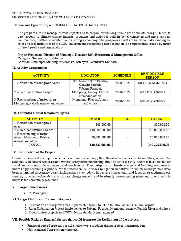 Proposal Climate Change Adaptation | Download Free PDF | Climate ...