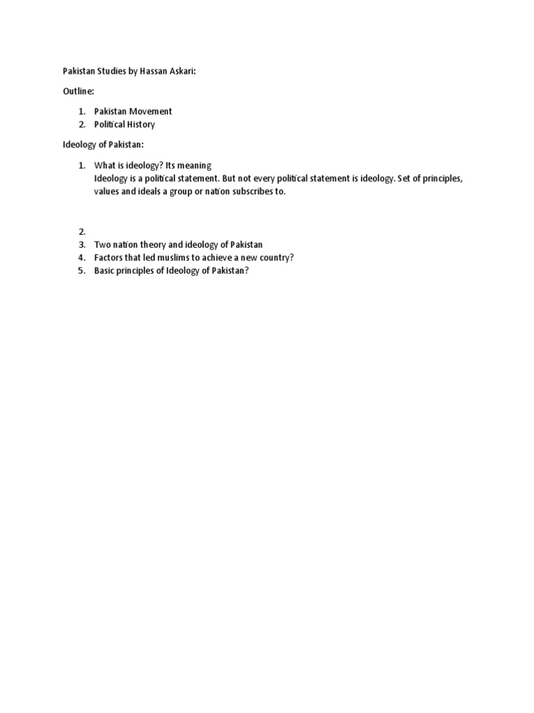 Pakistan Studies by Hassan Askari | PDF