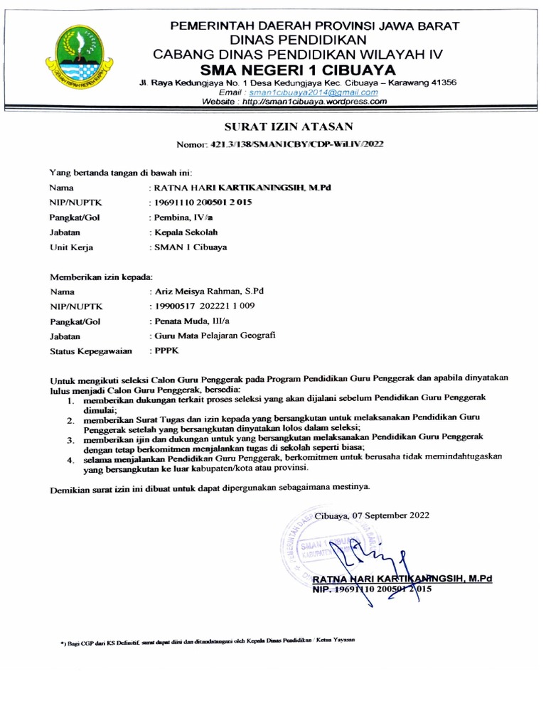 Surat Ijin Atasan | PDF