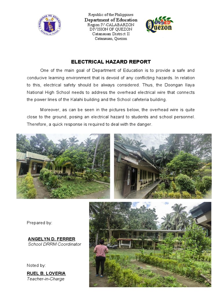 Electrical Hazard Report for Doongan Ilaya School | PDF