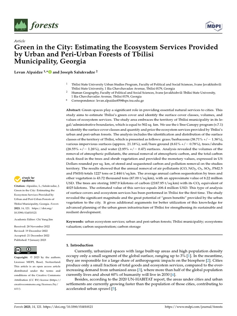 Green In The City Estimating The Ecosystem Services Provided By Urban