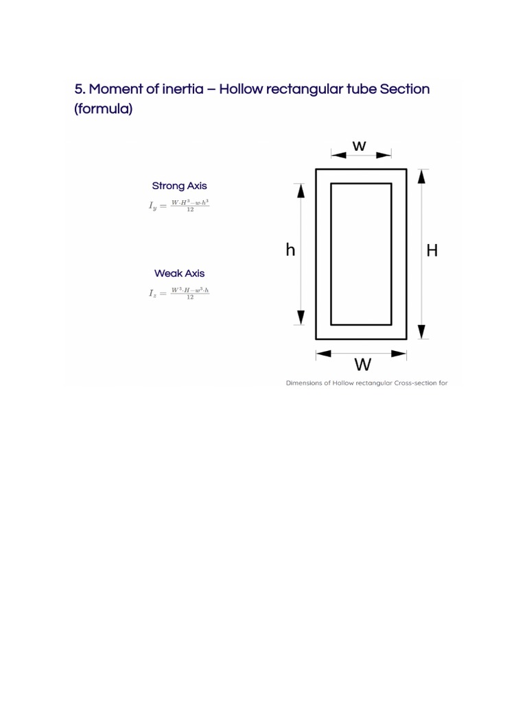 Moment Inertia Rectangle Tube Shape | PDF
