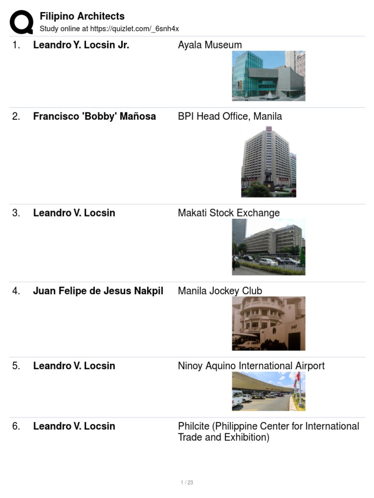 Filipino Architect Buildings | PDF | Manila | Makati