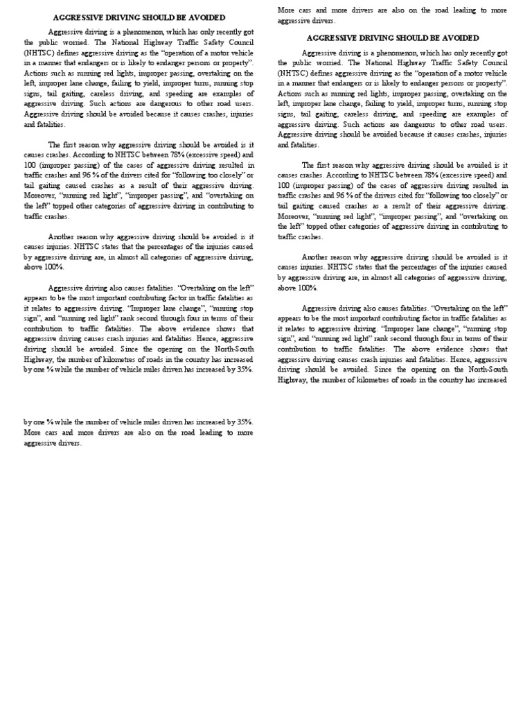 Dangers of Aggressive Driving Explained | PDF | Traffic Collision | Traffic